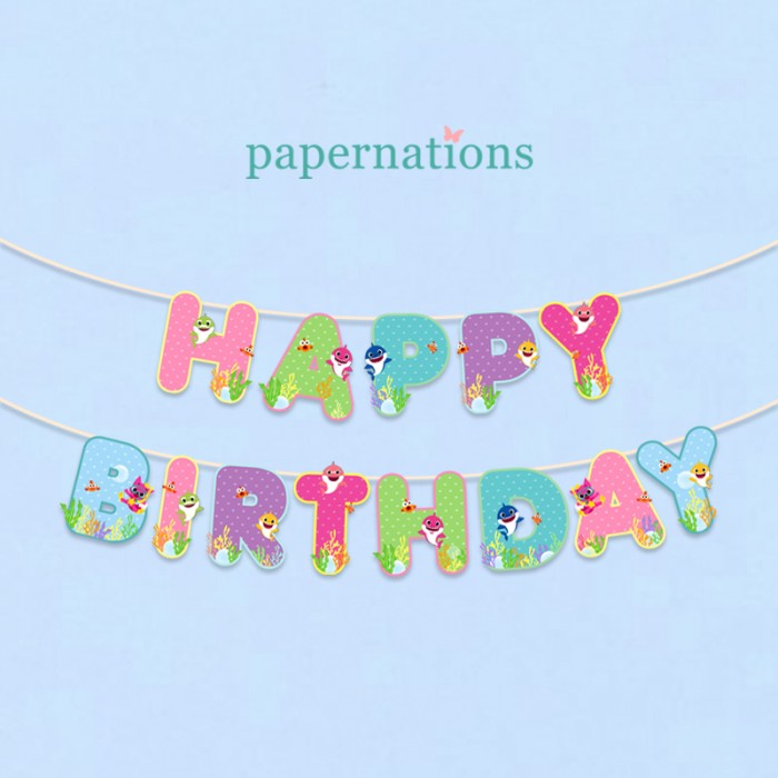 HBD Baby Shark Bunting Flag